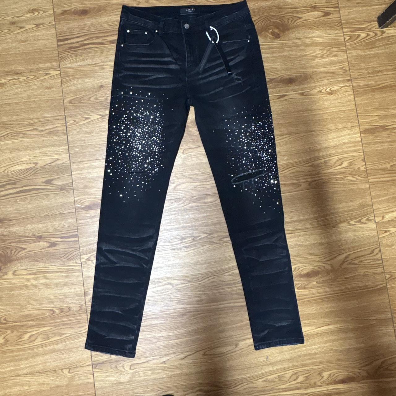 Black skinny jeans with rhinestones Amiri 32 men | Depop