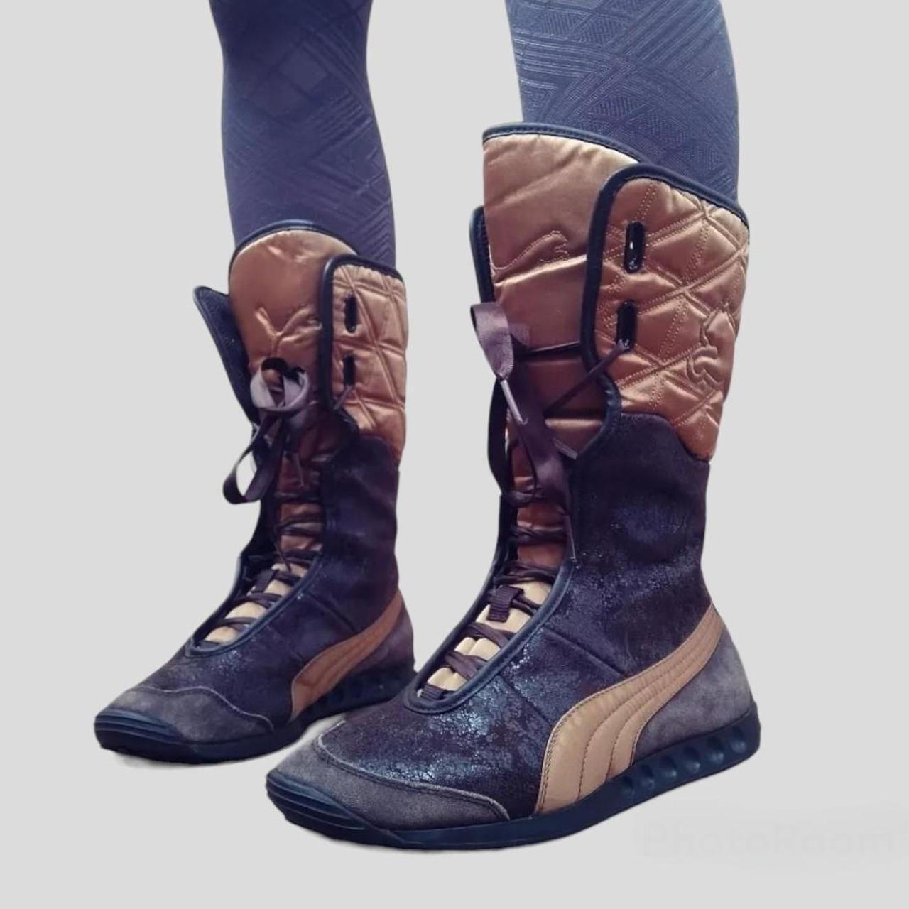 Vintage Brown/Gold Lace up boxing boots ⭐Puma⭐ Eu... - Depop