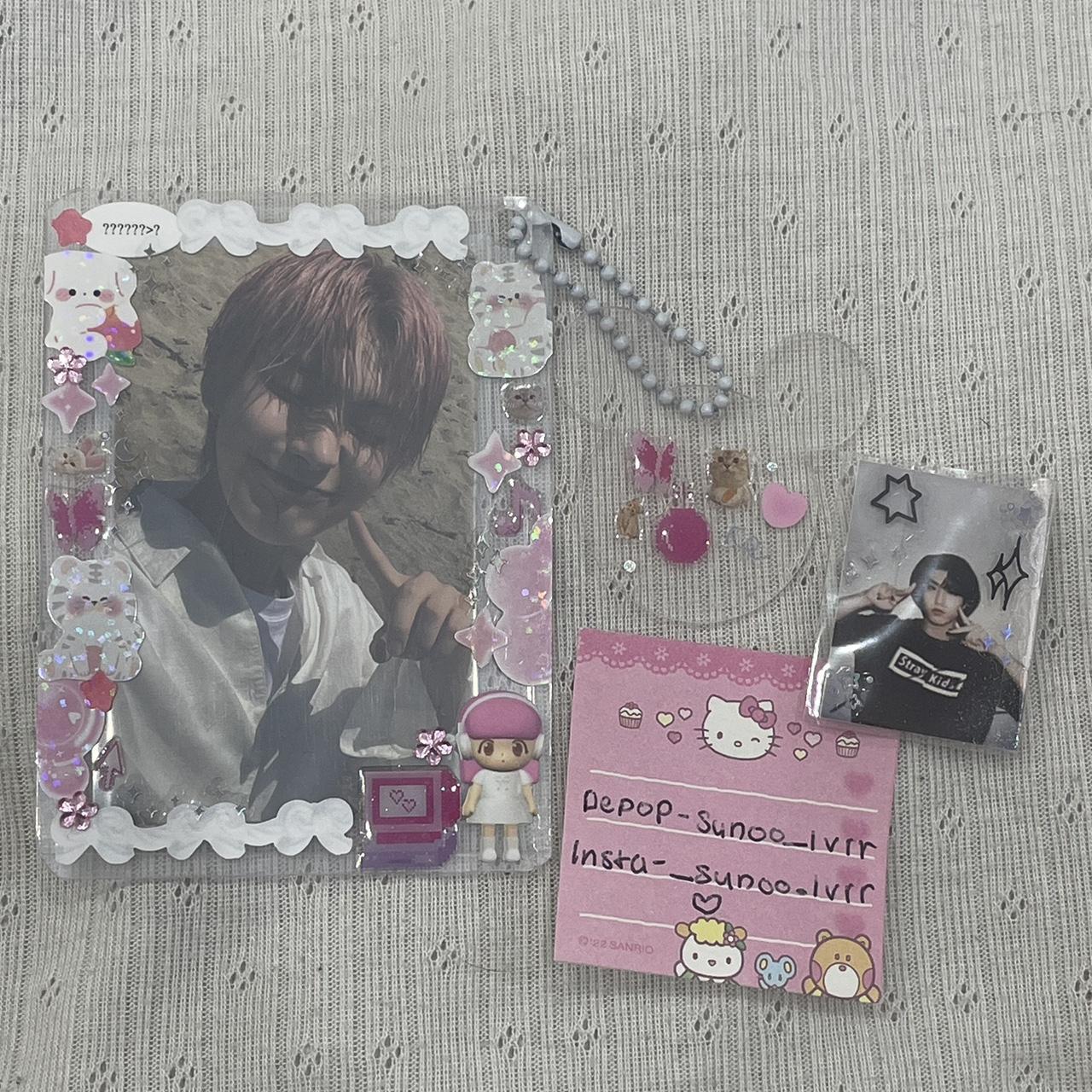 Pink deco keychain Kpop top loader💌 Sunoo pc does... - Depop