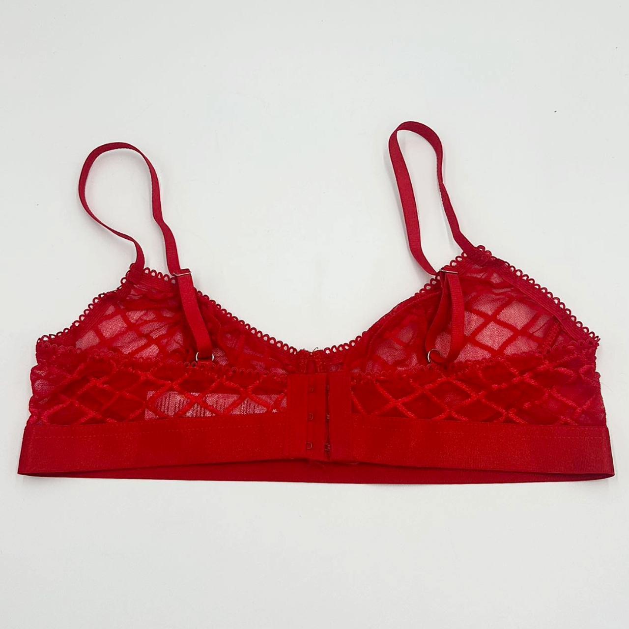 Never been worn red geo mesh bra and thong set - Depop