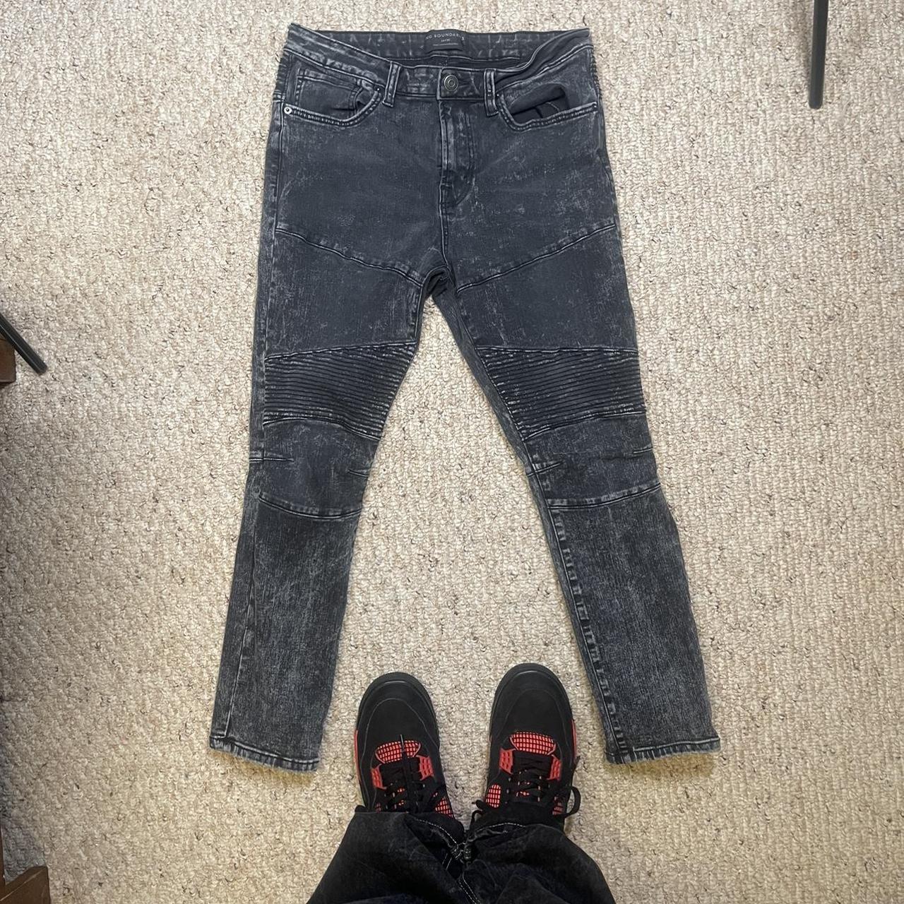 No boundaries stacked grey jeans... - Depop