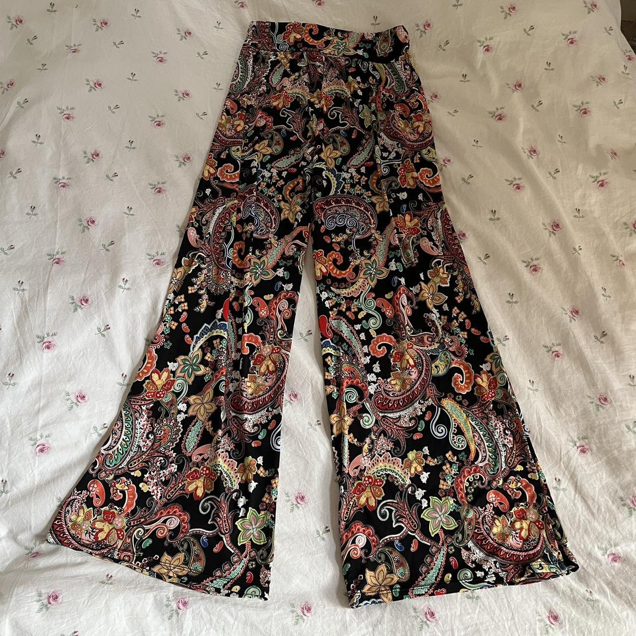 Colourful floral stretchy pants so cute to wear for... - Depop