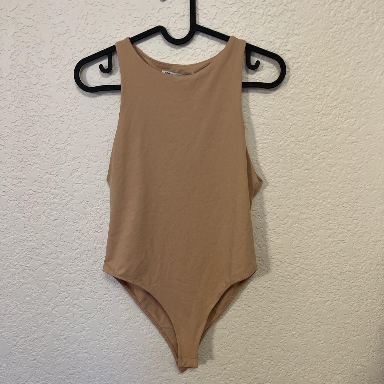 Zara Women's Tan Bodysuit | Depop
