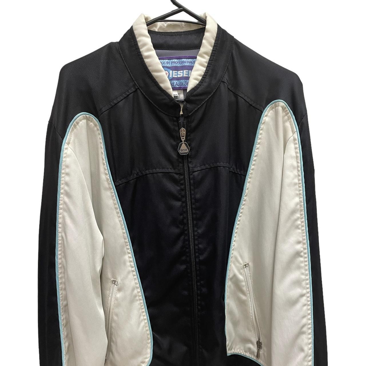 Diesel Men's Navy and White Jacket | Depop