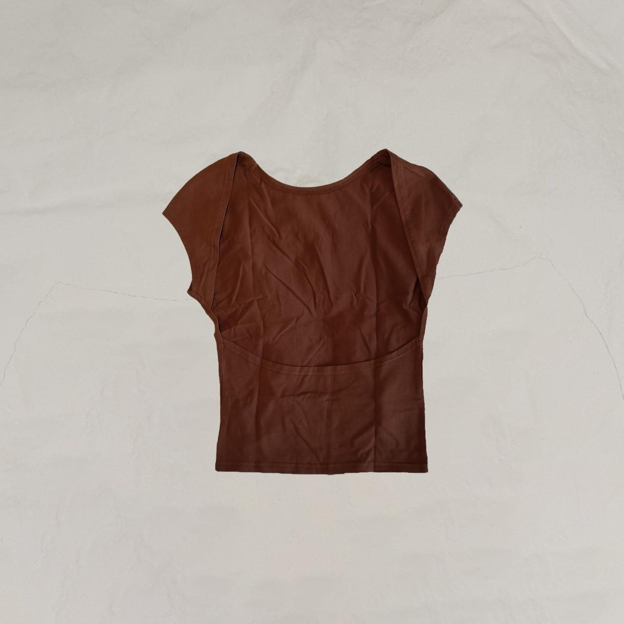 backless/open back y2k top brown, size s condition:... - Depop