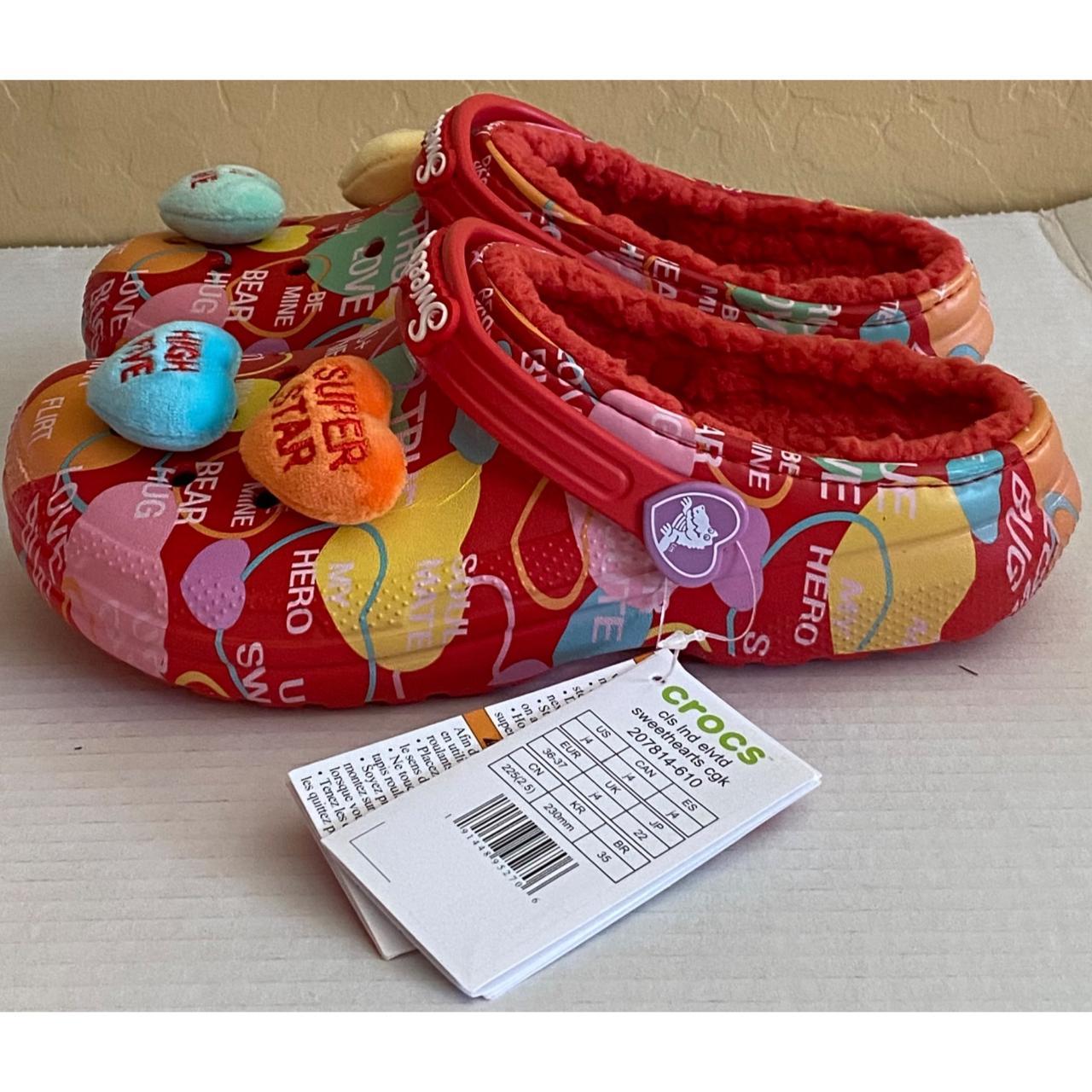 CROCS Sweetheart Red Plush Valentine's Day Clogs... - Depop
