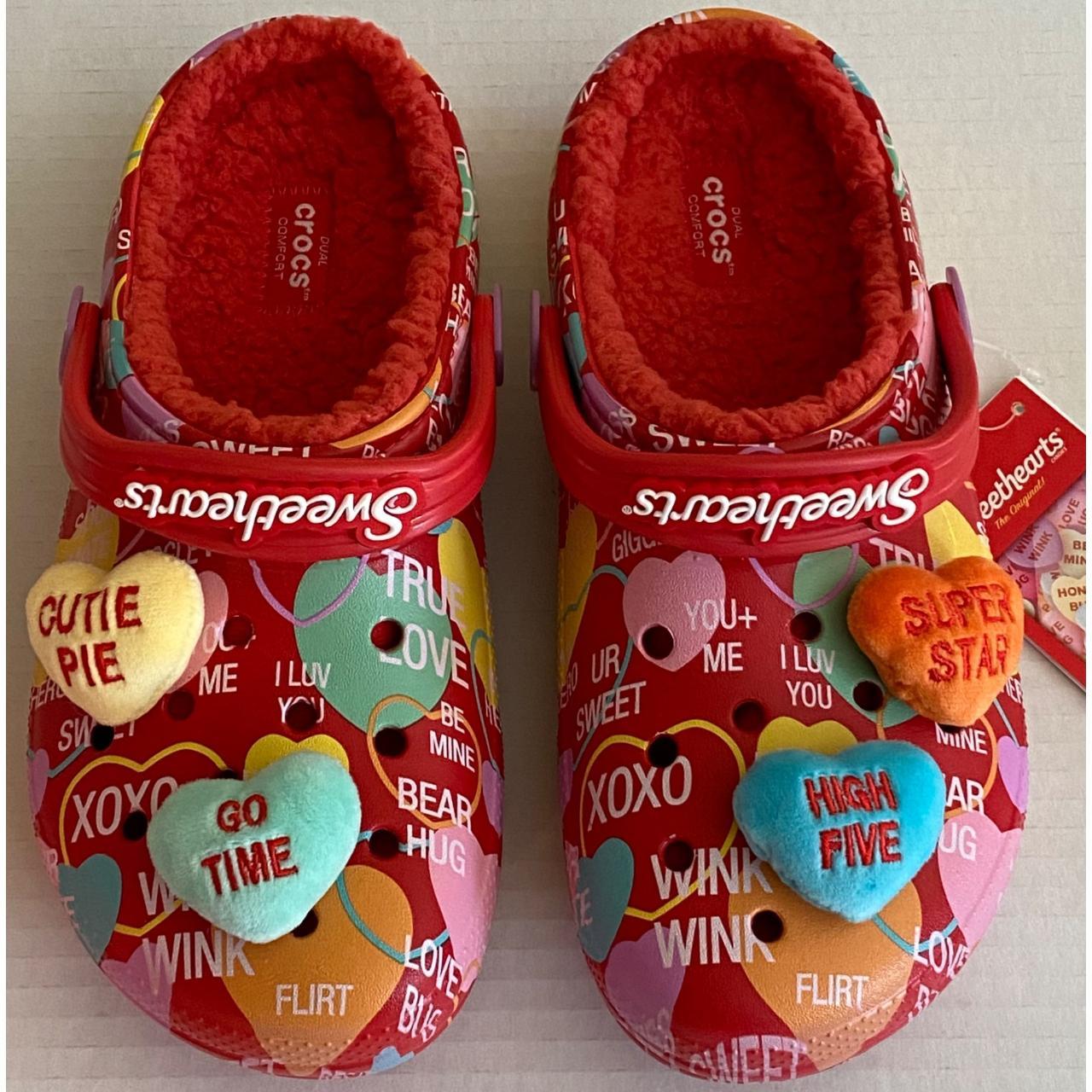 CROCS Sweetheart Red Plush Valentine's Day Clogs... - Depop