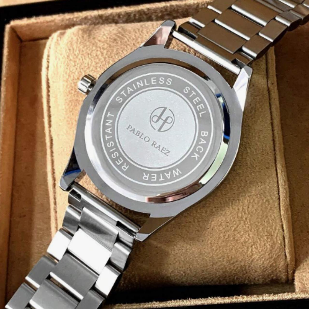 Pablo Raez Stainless Steel White Face Luxury Watch - Depop
