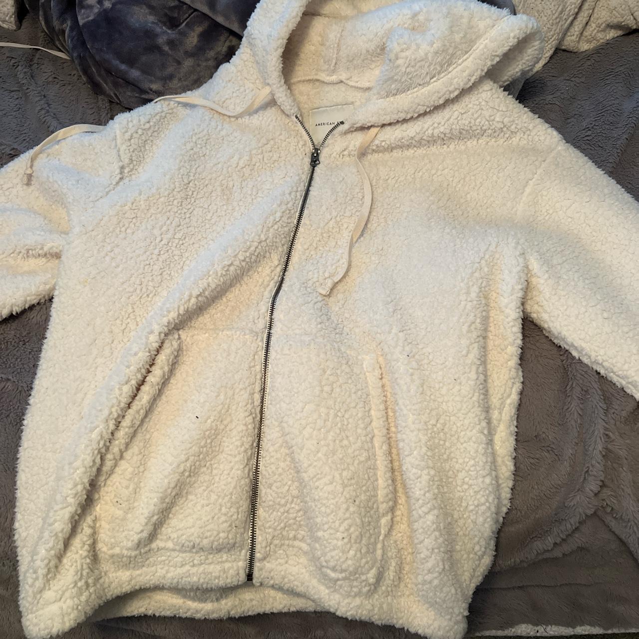 fluffy jacket from amercian eagle size small... - Depop