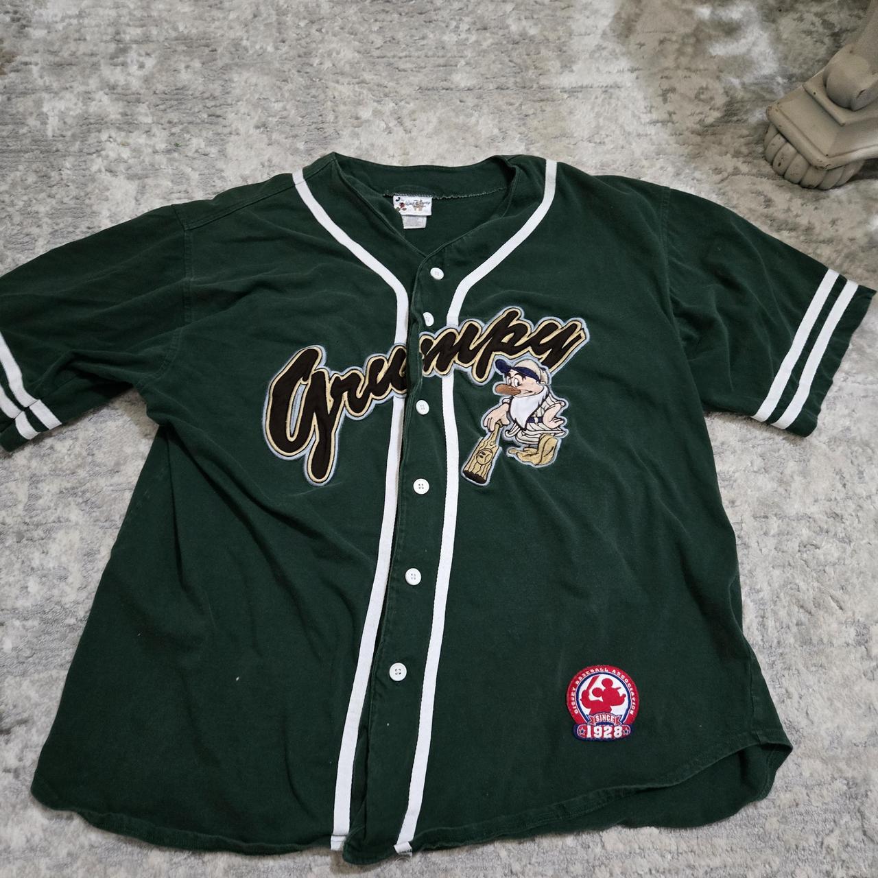 Vintage Disney Grumpy Embroidered Baseball Button Up... | Depop