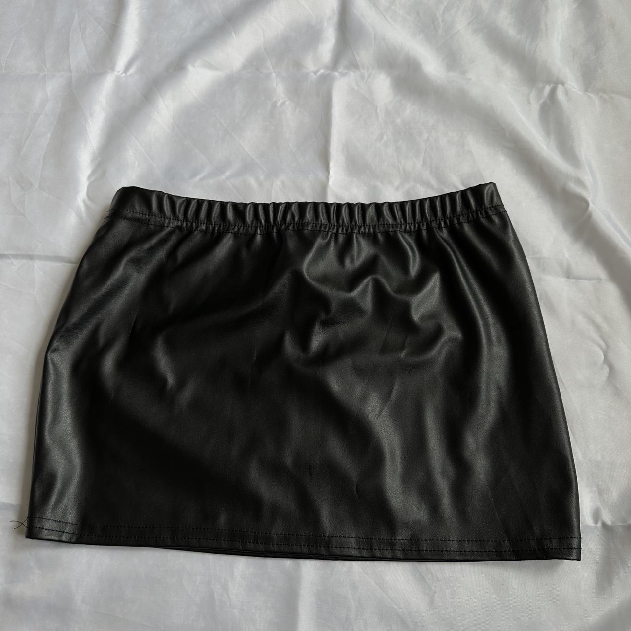 Micro mini black pleather skirt. New w/ tags. Size:... - Depop