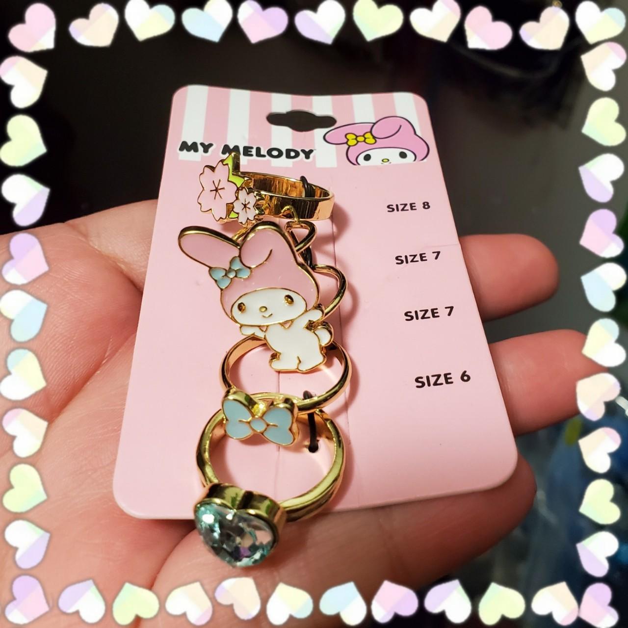 my melody sanrio hello kitty hot topic rings set... - Depop