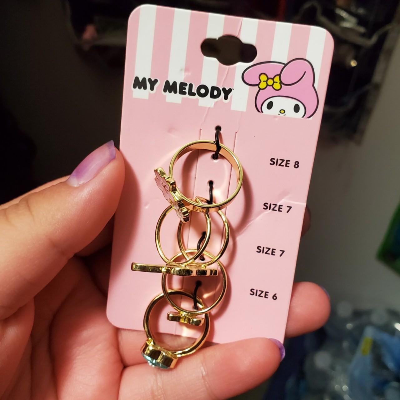 my melody sanrio hello kitty hot topic rings set... - Depop