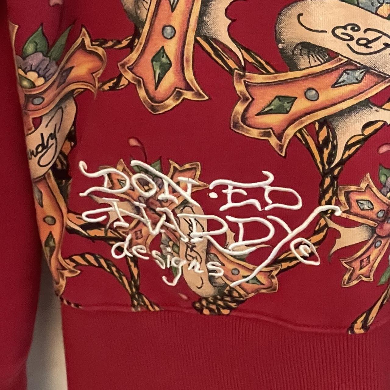 authentic red ed hardy zip-up 👺 closet item! -... - Depop