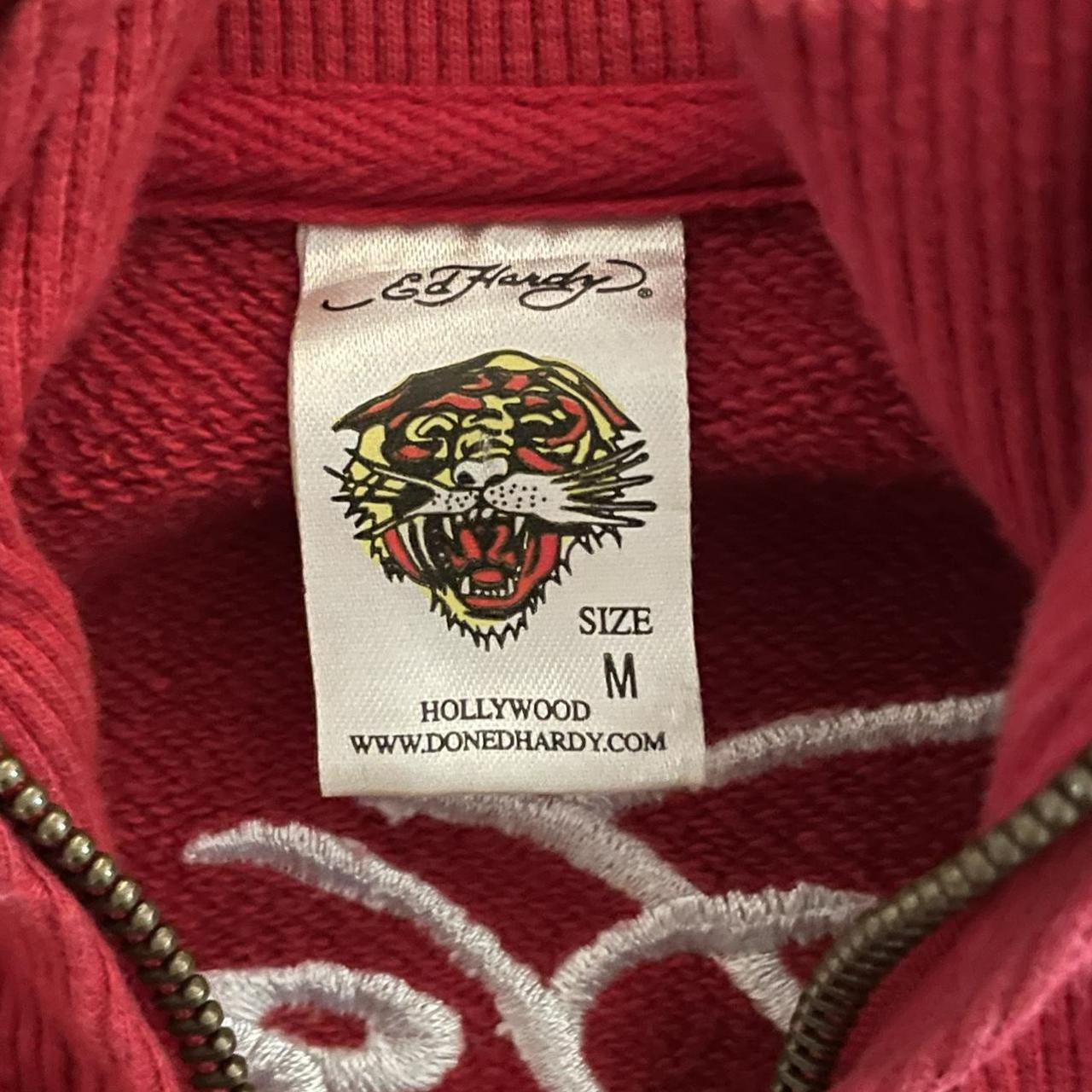authentic red ed hardy zip-up 👺 closet item! -... - Depop