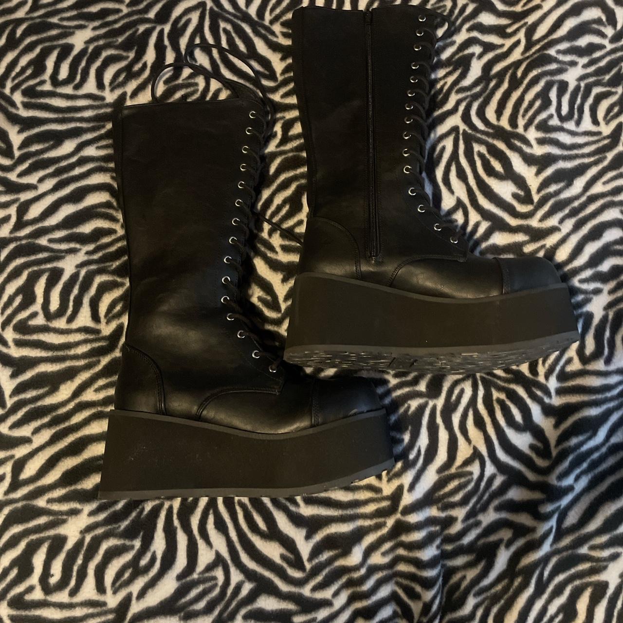 demonia boots platform black emo gothic boots very... | Depop