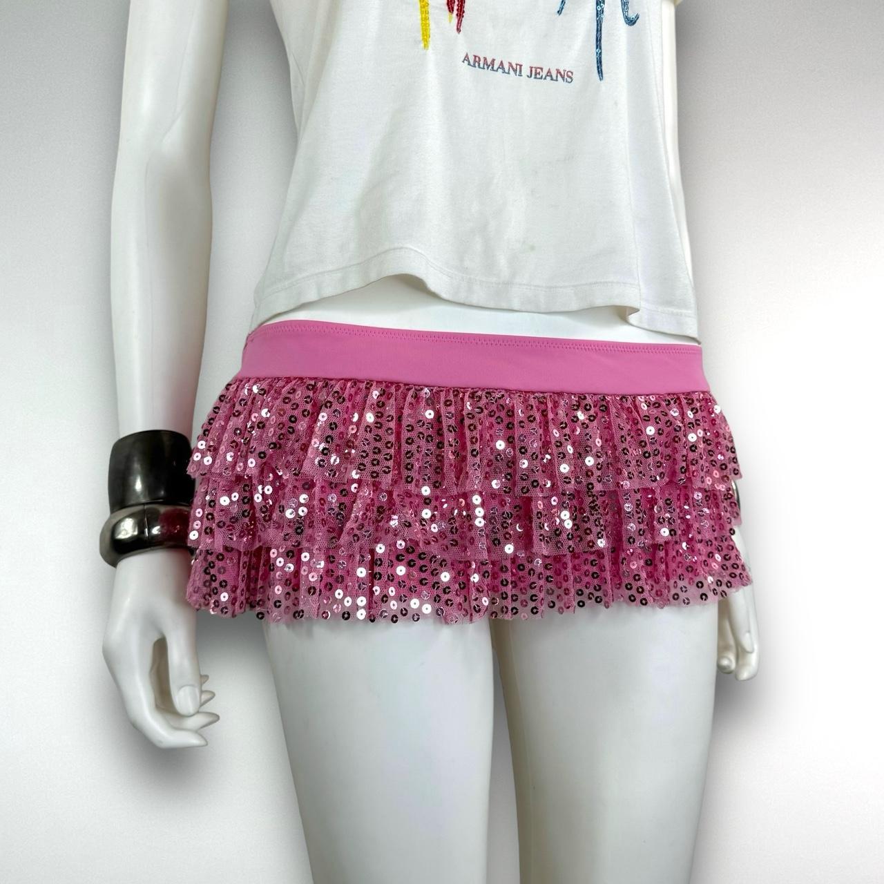 SASSY early 2000s pink micro mini sequin skirt