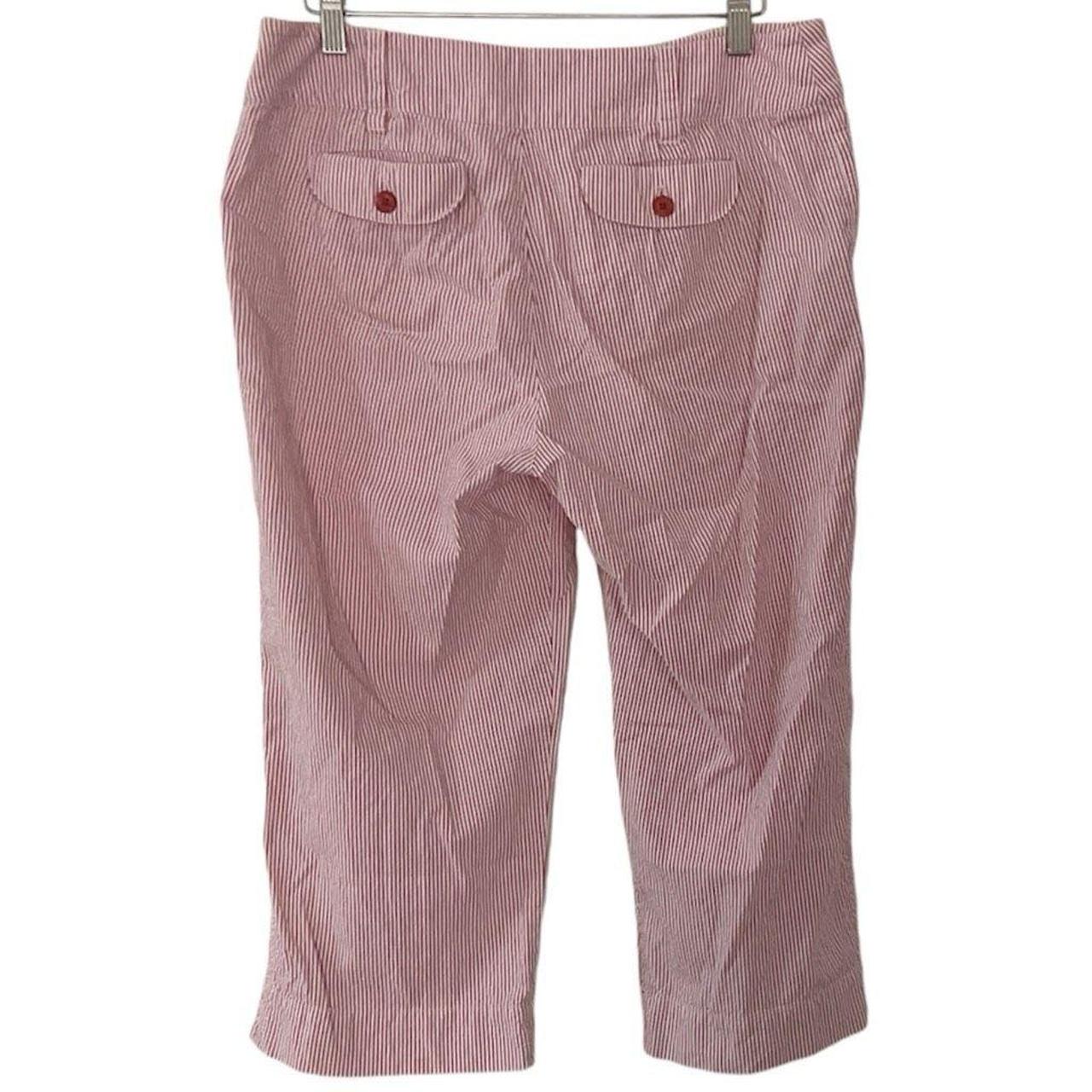 Peace of Cloth Capris 10 Red and white Pin-striped... | Depop