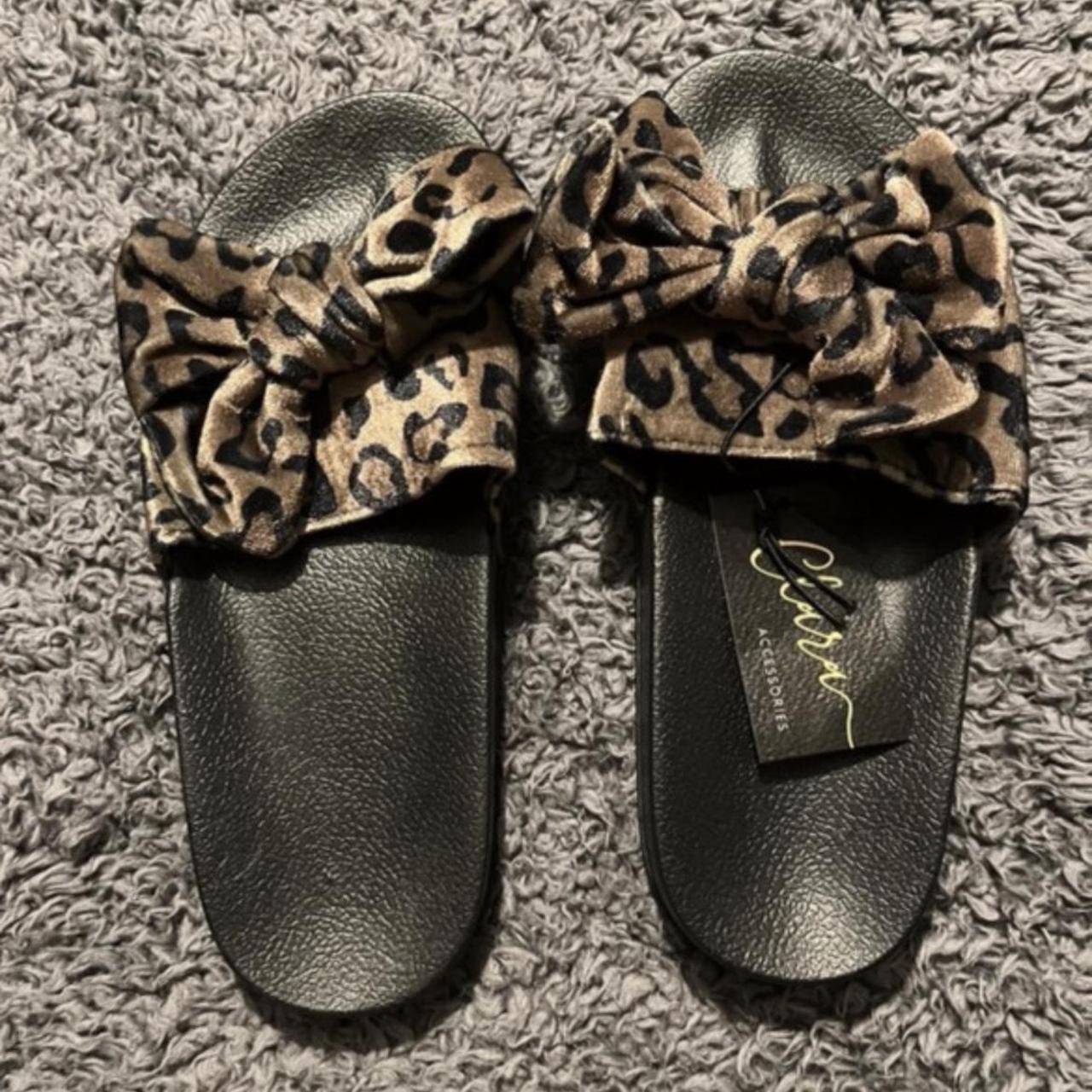 Leopard print bow sliders - brand new I bought the... - Depop