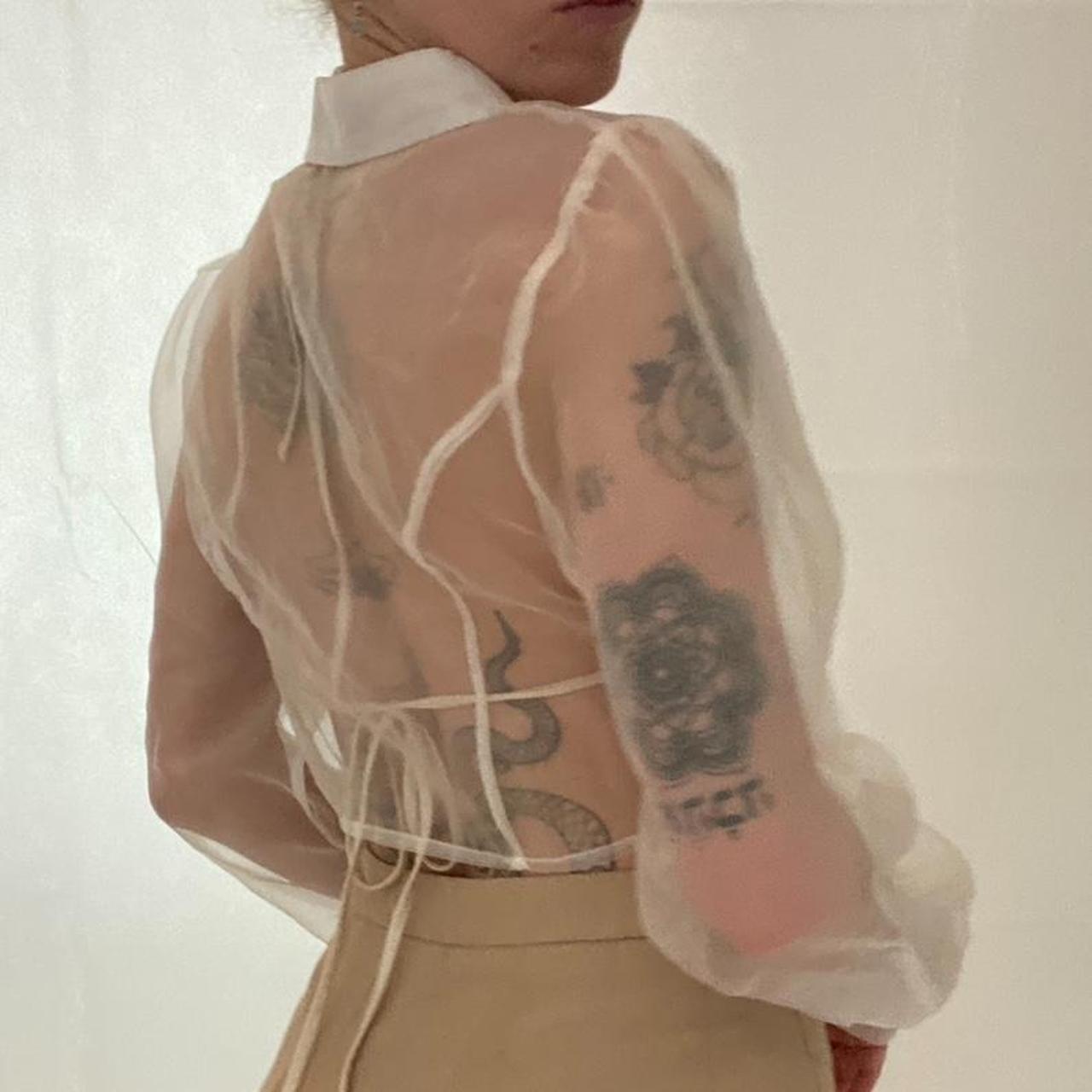 see through white button up shirt | Depop