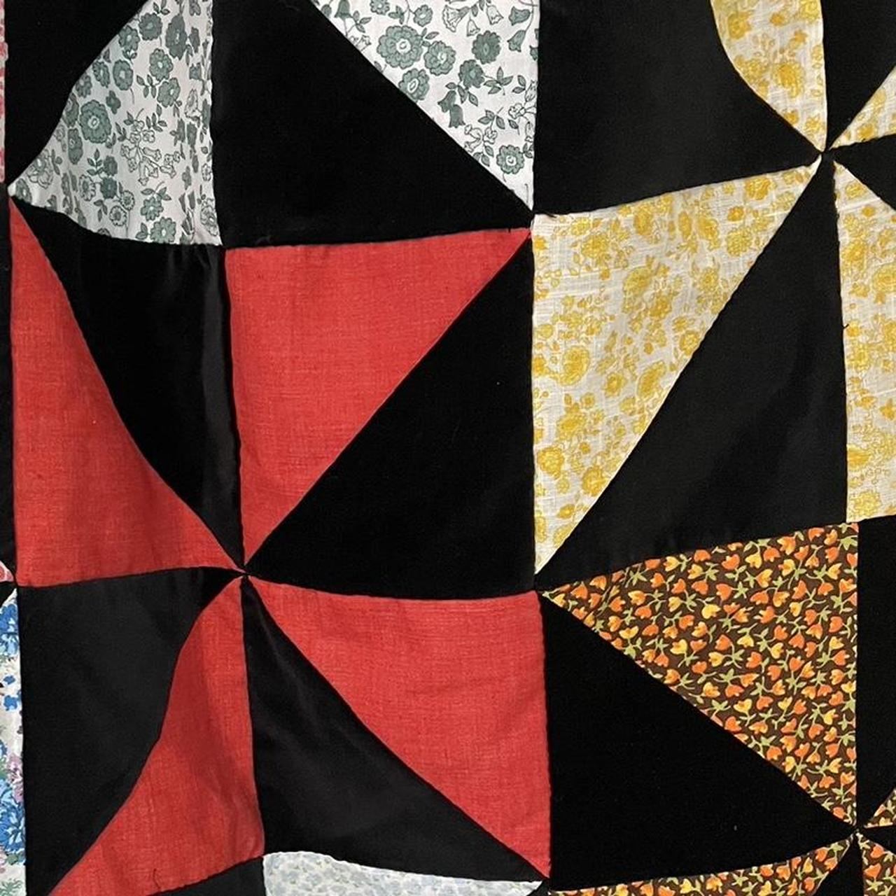 70s vintage pinwheel patchwork velvet maxi skirt.... - Depop