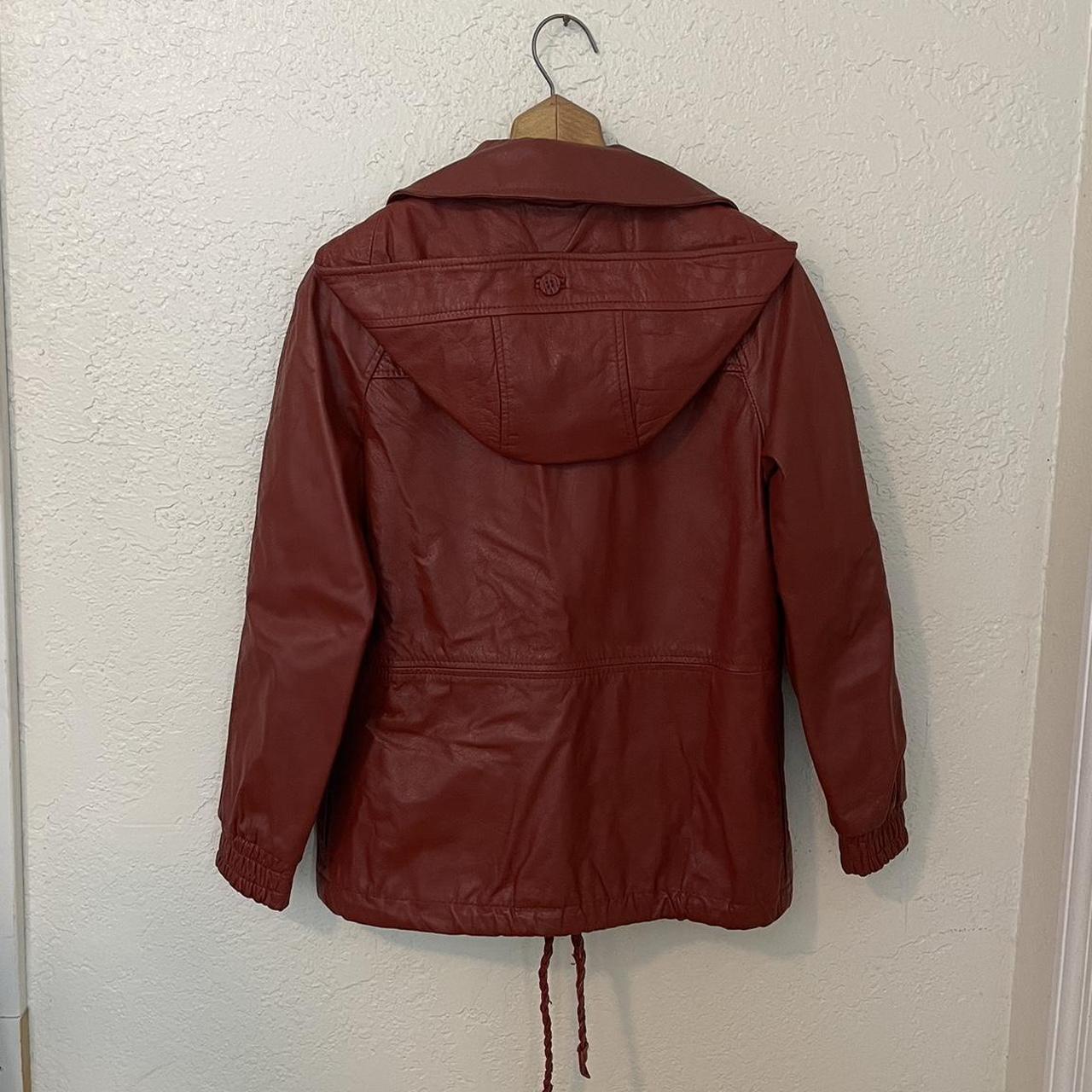 70s vintage genuine leather rust colored jacket with... - Depop