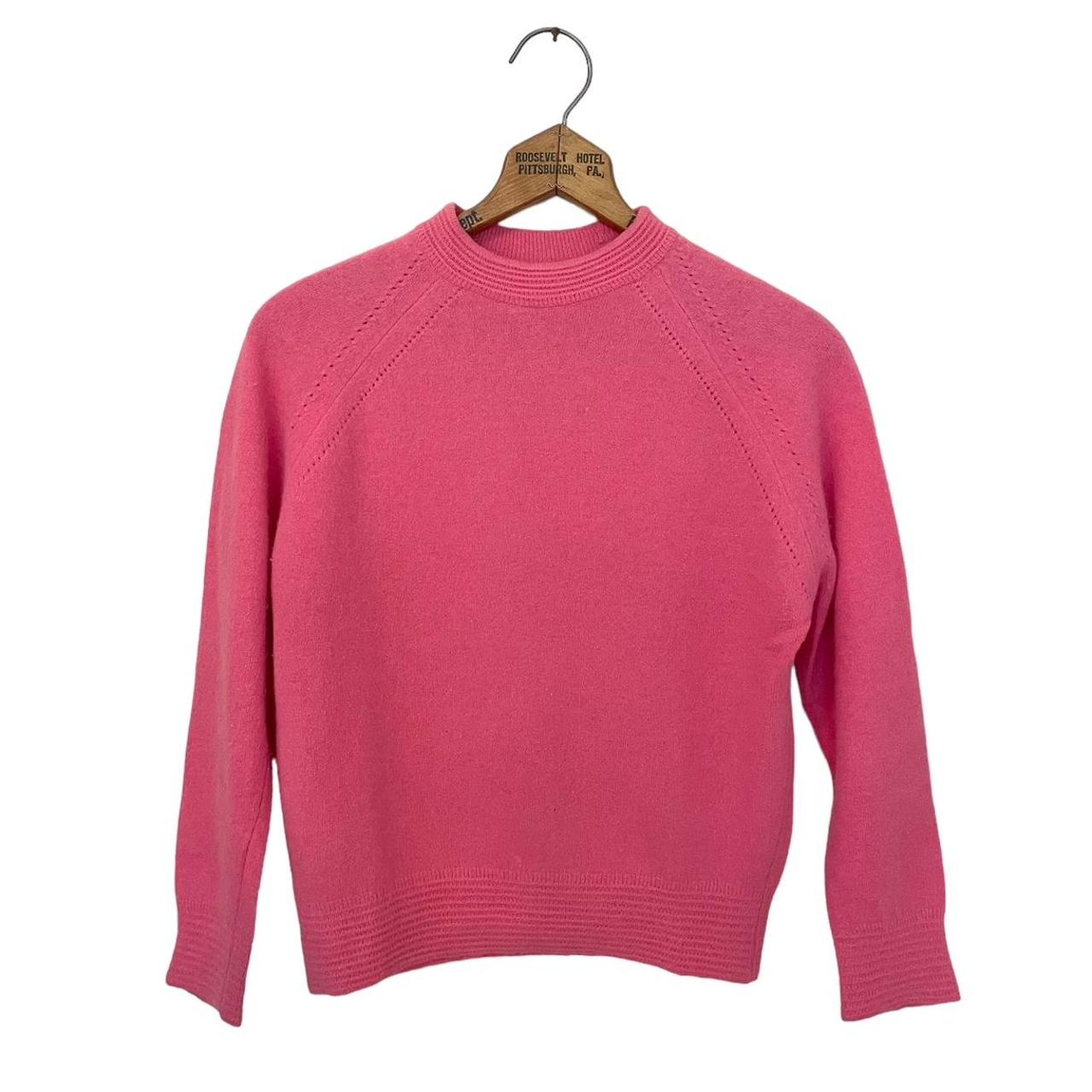 50s vintage Barbie pink wool sweater with crew neck... - Depop