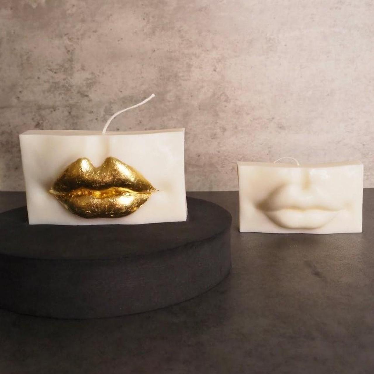 Sassy lips candle with gold leaf Weight - 186g H -... | Depop