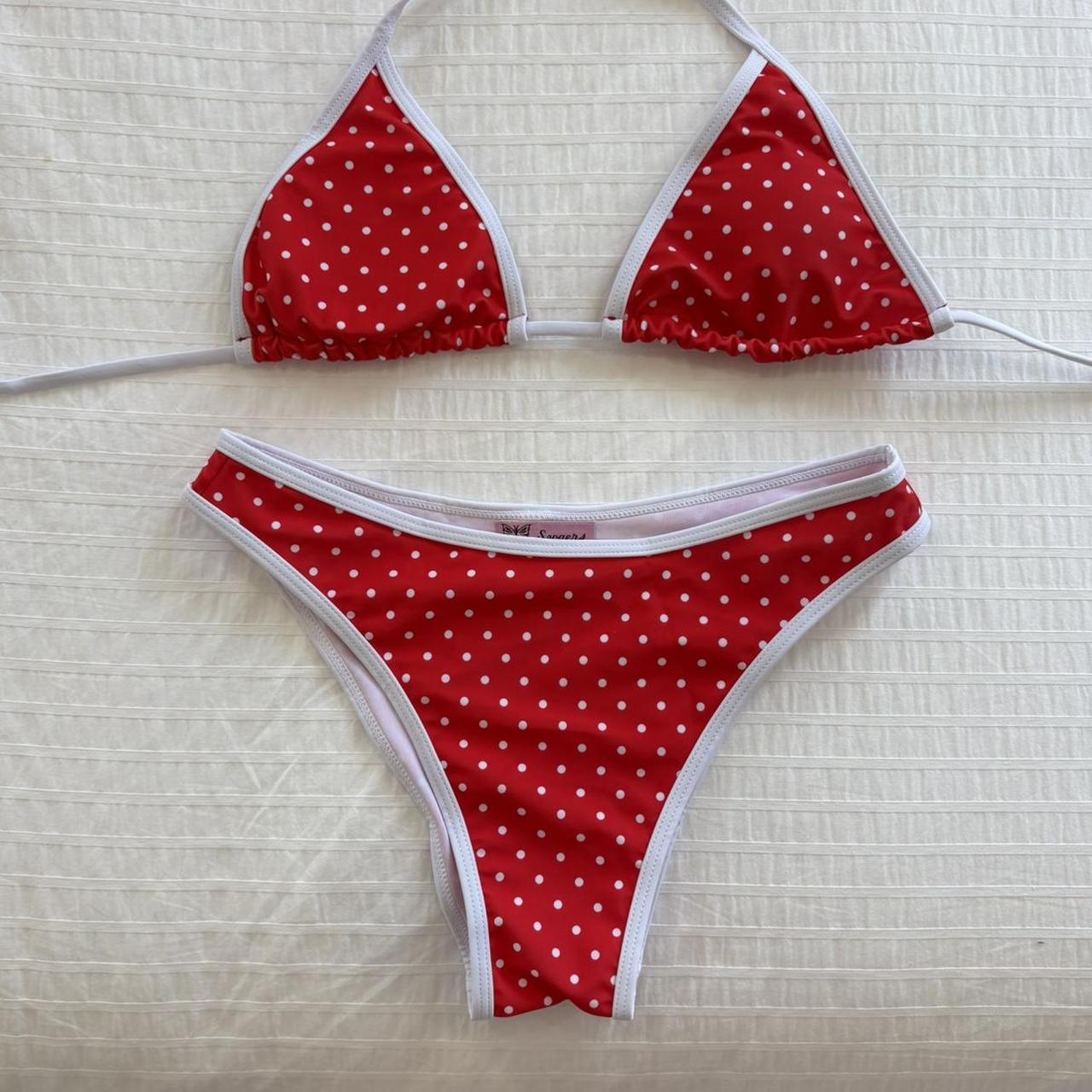 red polka dot bikini set 🐞 size: medium brand:... | Depop