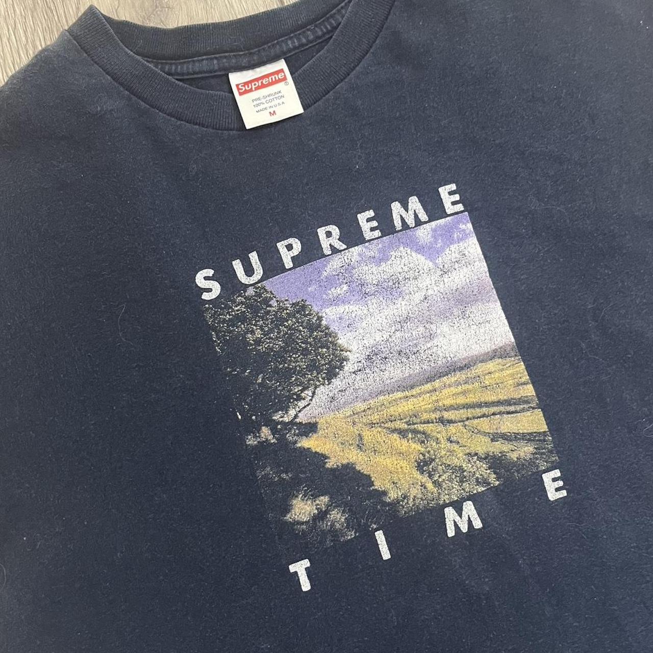 Supreme Graphic ‘Supreme Time’ Navy Tee Beautiful... - Depop
