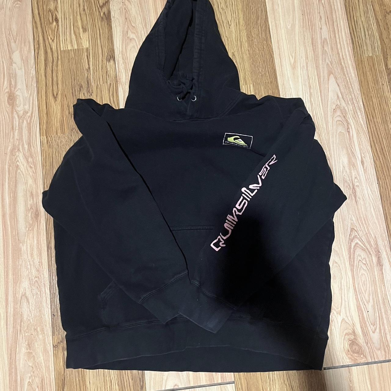 black quicksilver hoodie good condition no flaws in... - Depop