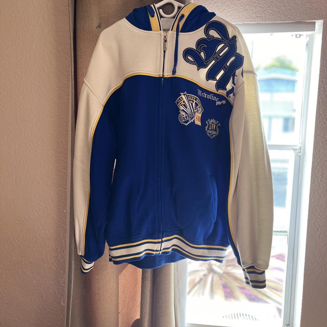 vintage metroline blue and gold sweatsuit in 2 XL... - Depop