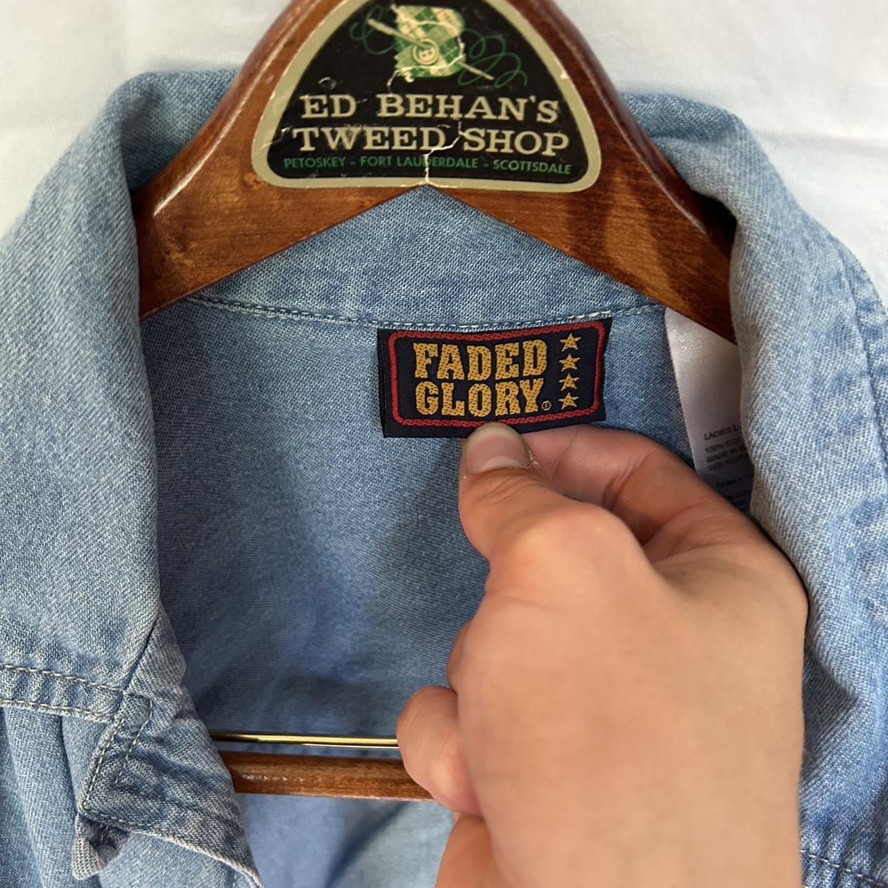 Denim Button Up Faded Glory Size L Awesome denim... - Depop