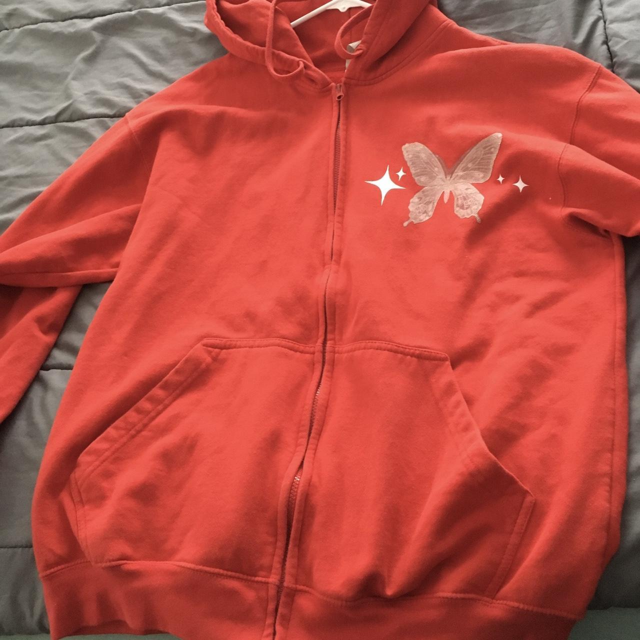 Customized Oversized Hello Kitty Red Hoodie w/ faded... - Depop