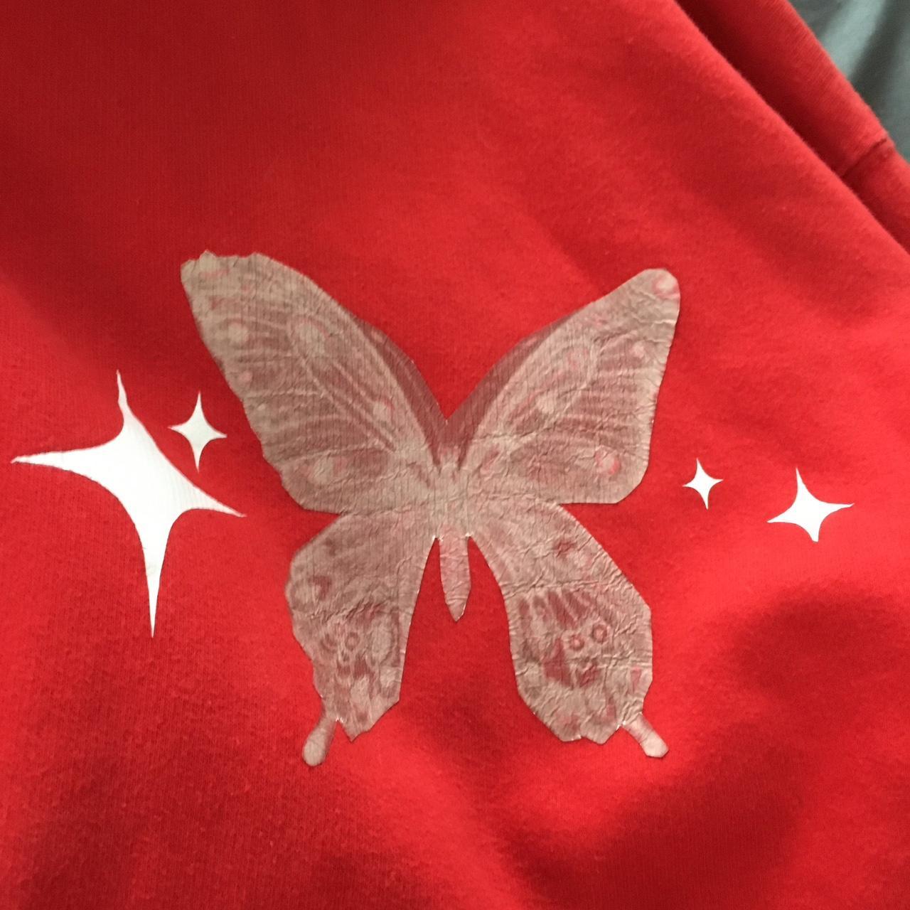 Customized Oversized Hello Kitty Red Hoodie w/ faded... - Depop
