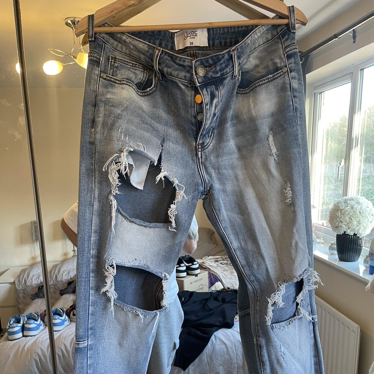Sixth June extremely ripped jeans 34 waist Used... - Depop