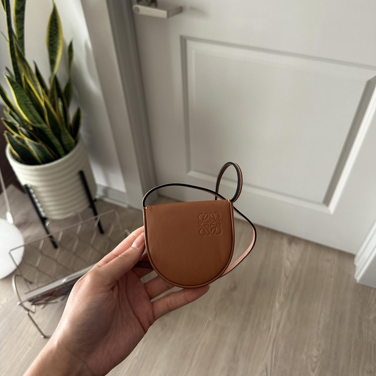Loewe Tan Mini Heel Pouch in Calfskin Approx 3.25”... - Depop