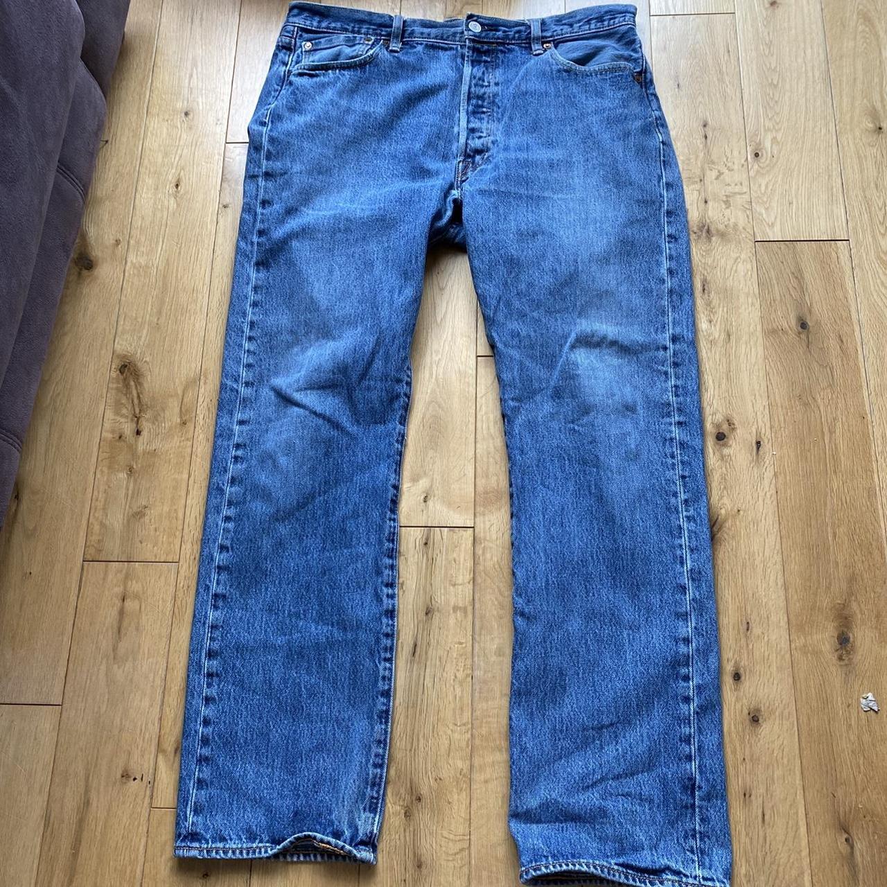 Blue Levis 501 jeans. Light wash blue denim.... - Depop