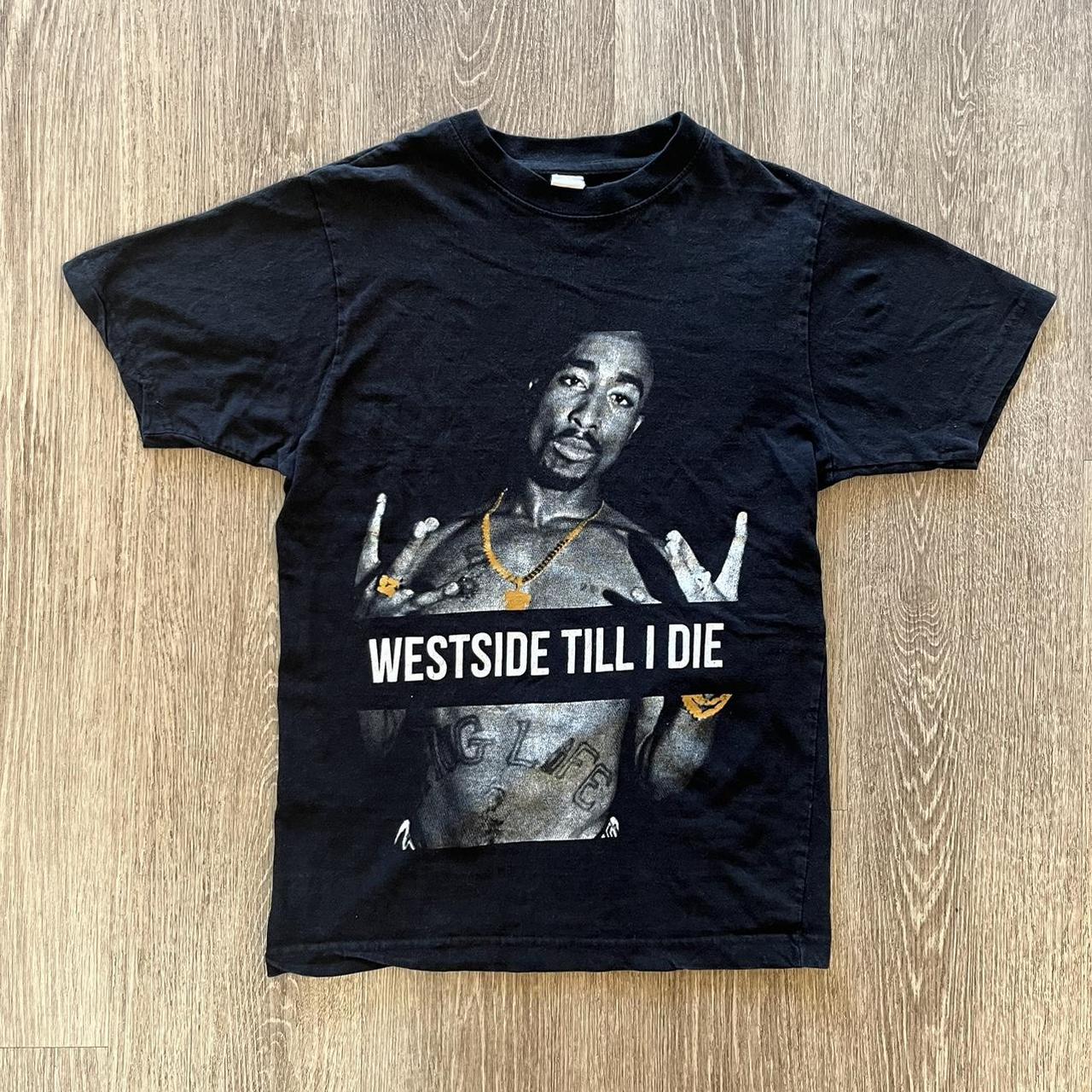 y2k Tupac Westside Till I Die Rap Tee, Size Small,... - Depop