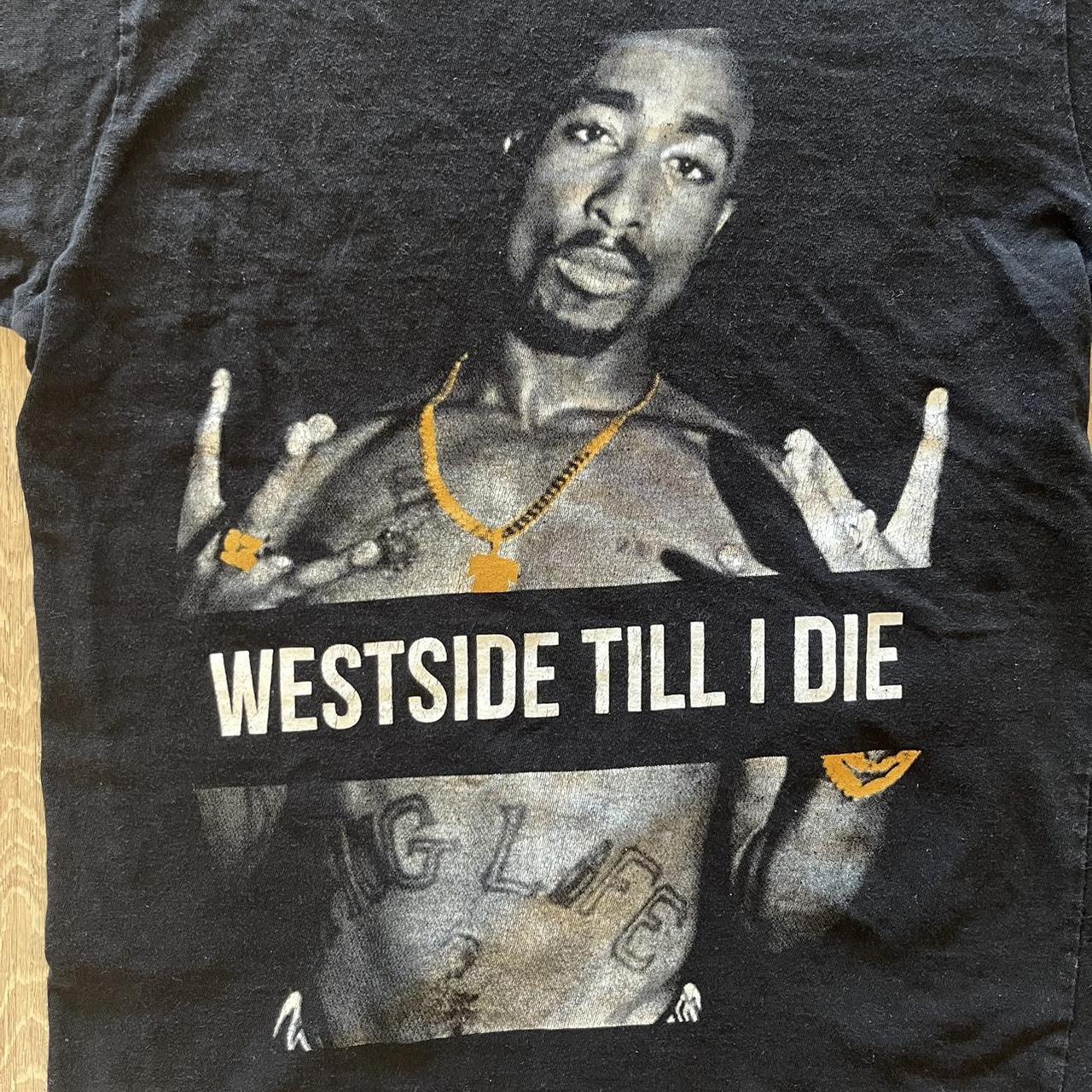 y2k Tupac Westside Till I Die Rap Tee, Size Small,... - Depop