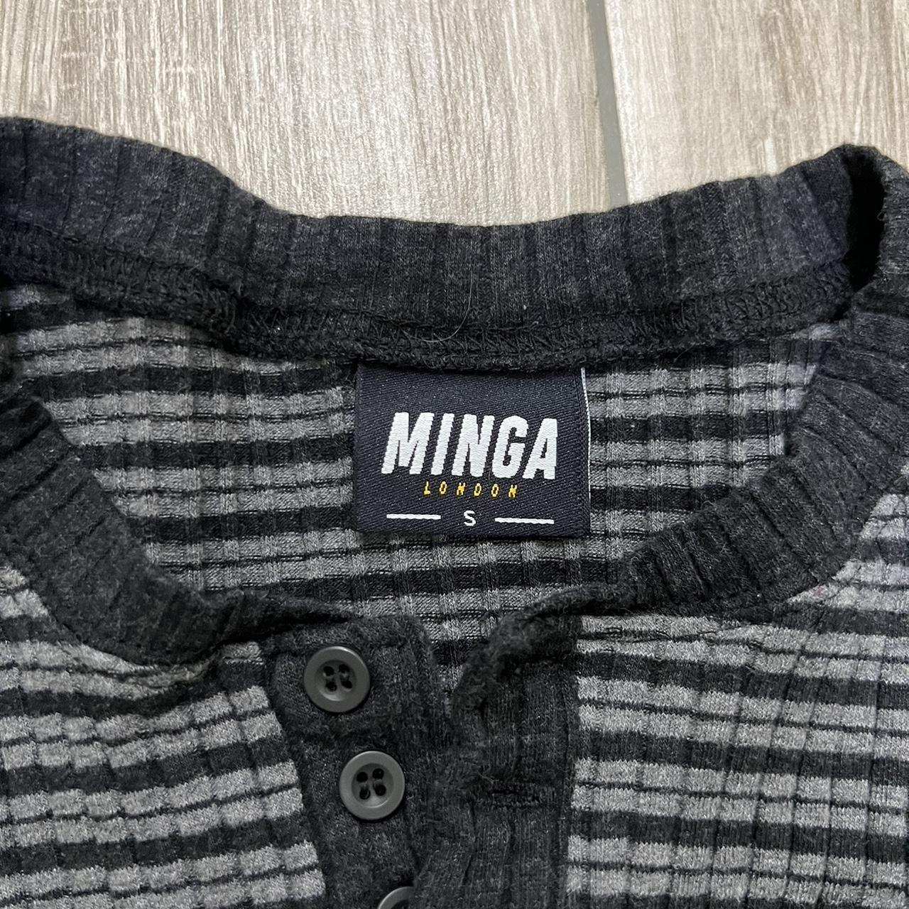 Minga london Black and Grey Stripe long sleeve size... - Depop