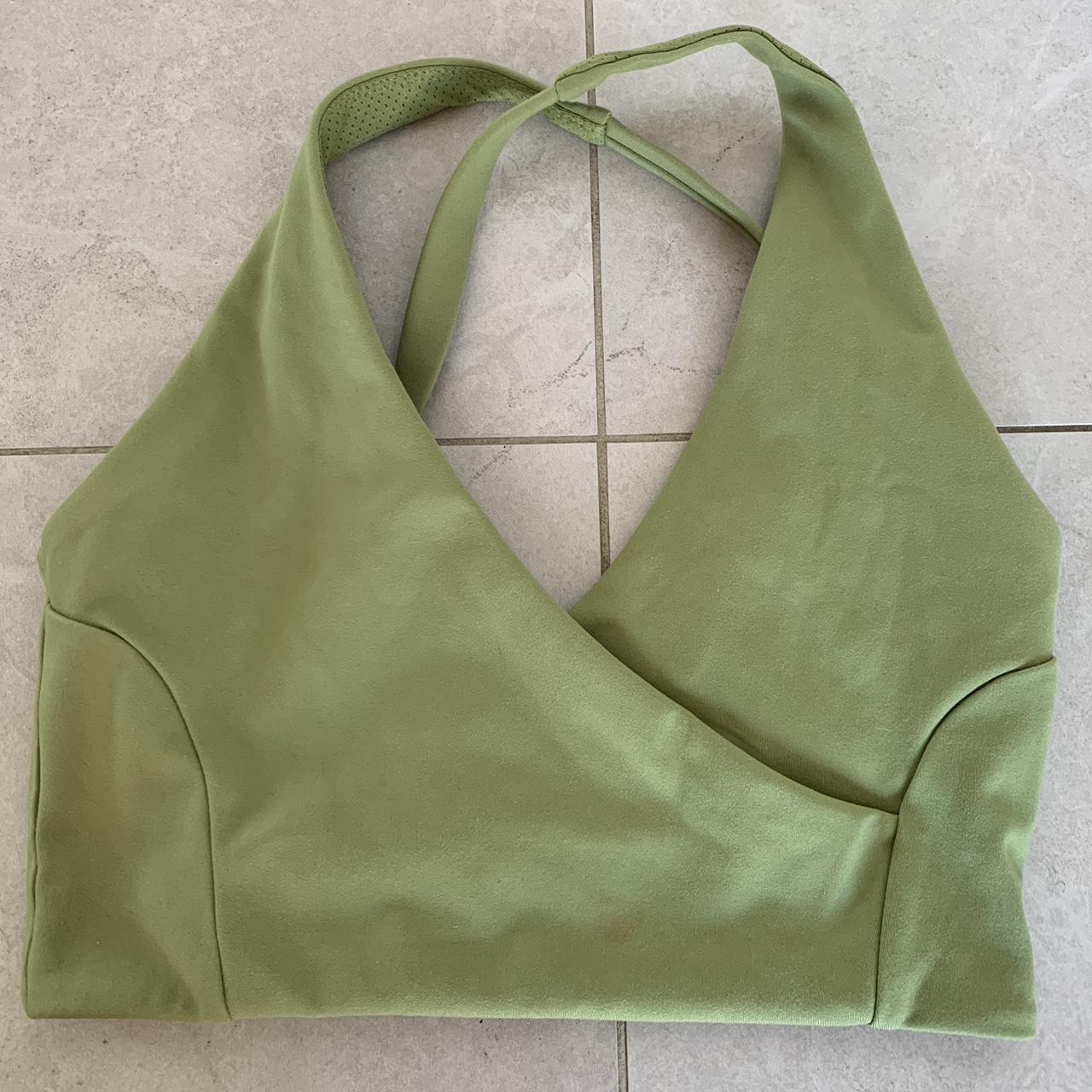 Only worn once Crop shop boutique Green halter top - Depop