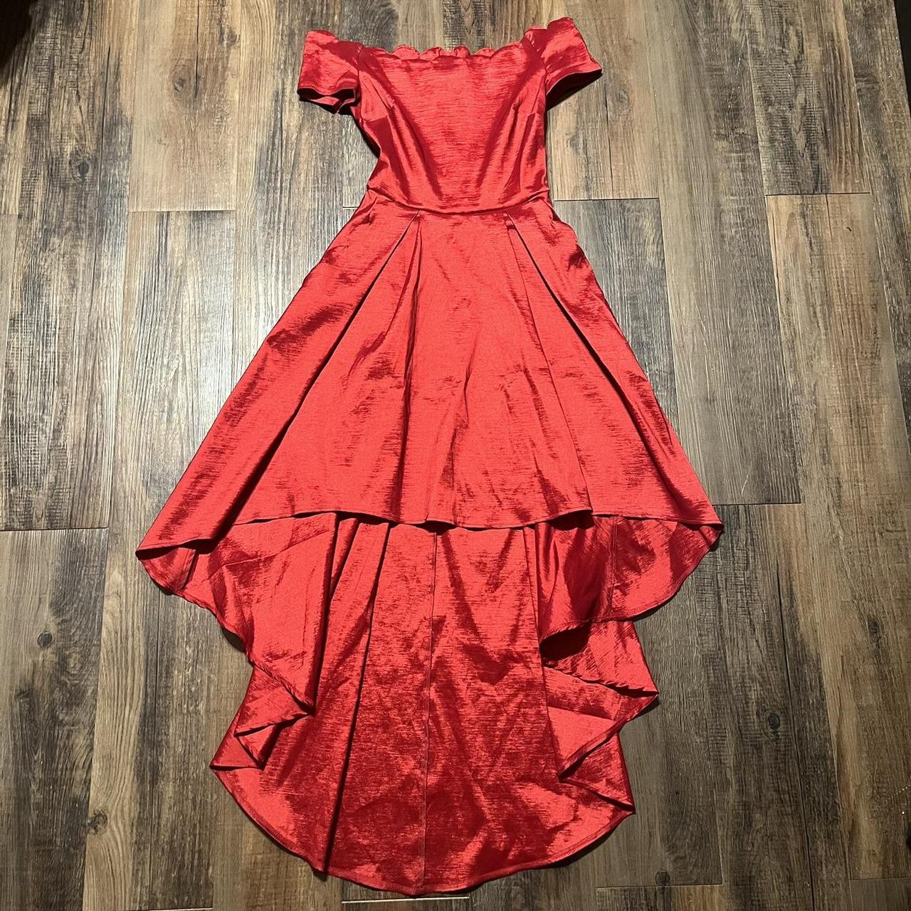 Red off the shoulder high low dress Top has... - Depop