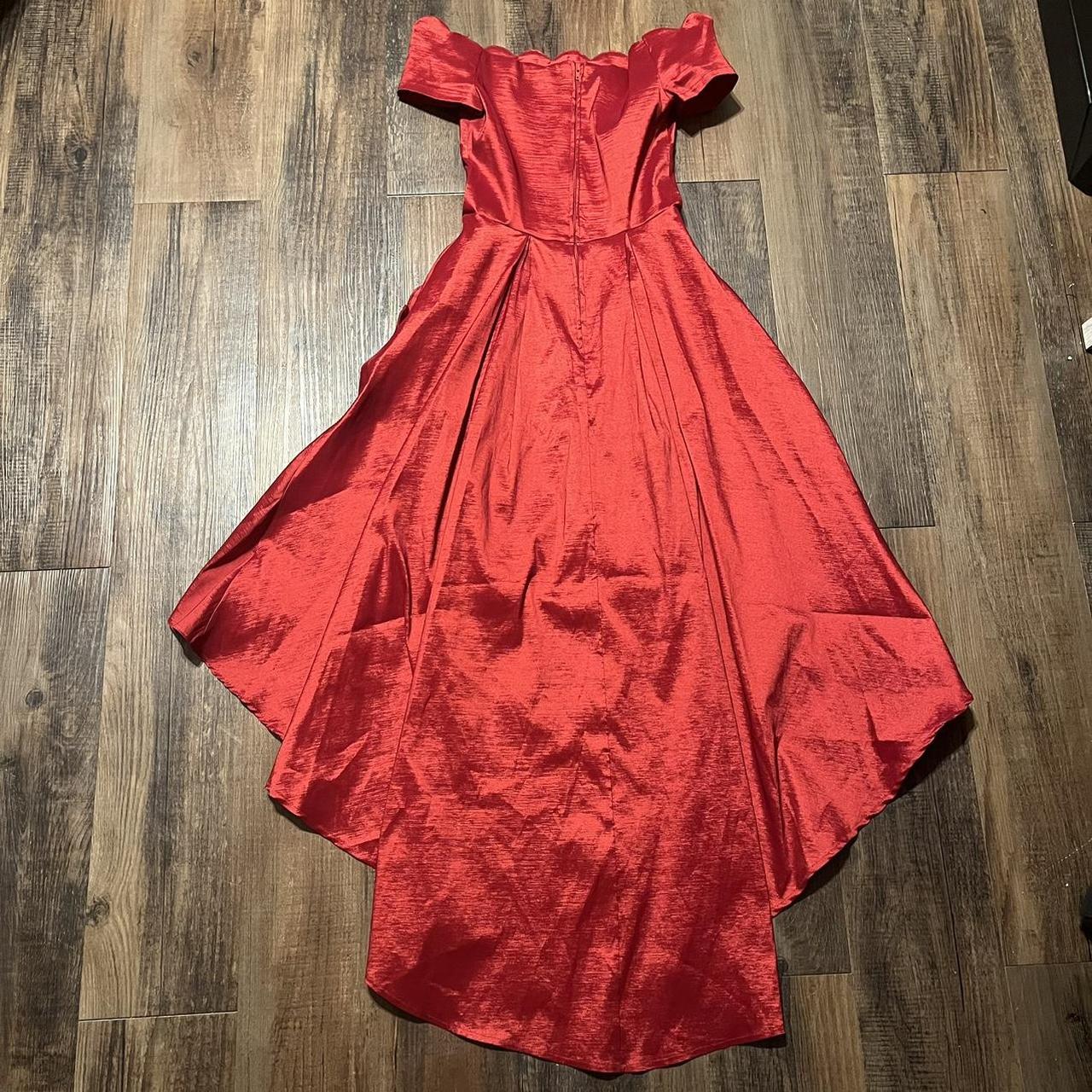 Red off the shoulder high low dress Top has... - Depop