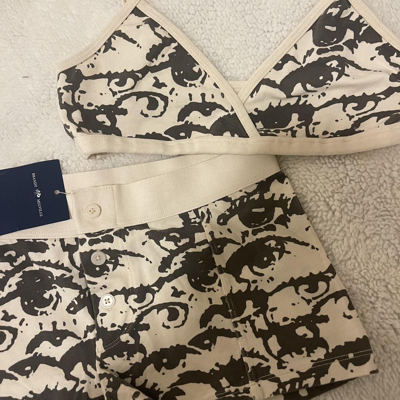 Black n cream eye pattern matching bra boxer set... - Depop