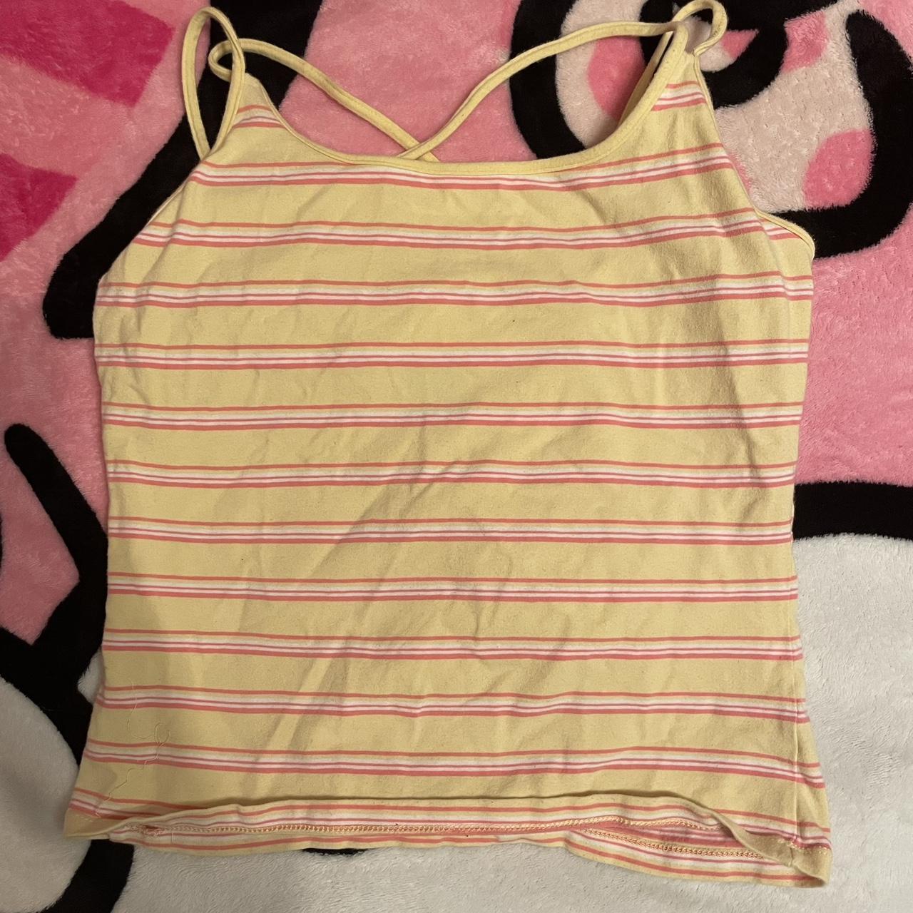 pink, yellow & white crop top, *back is... - Depop
