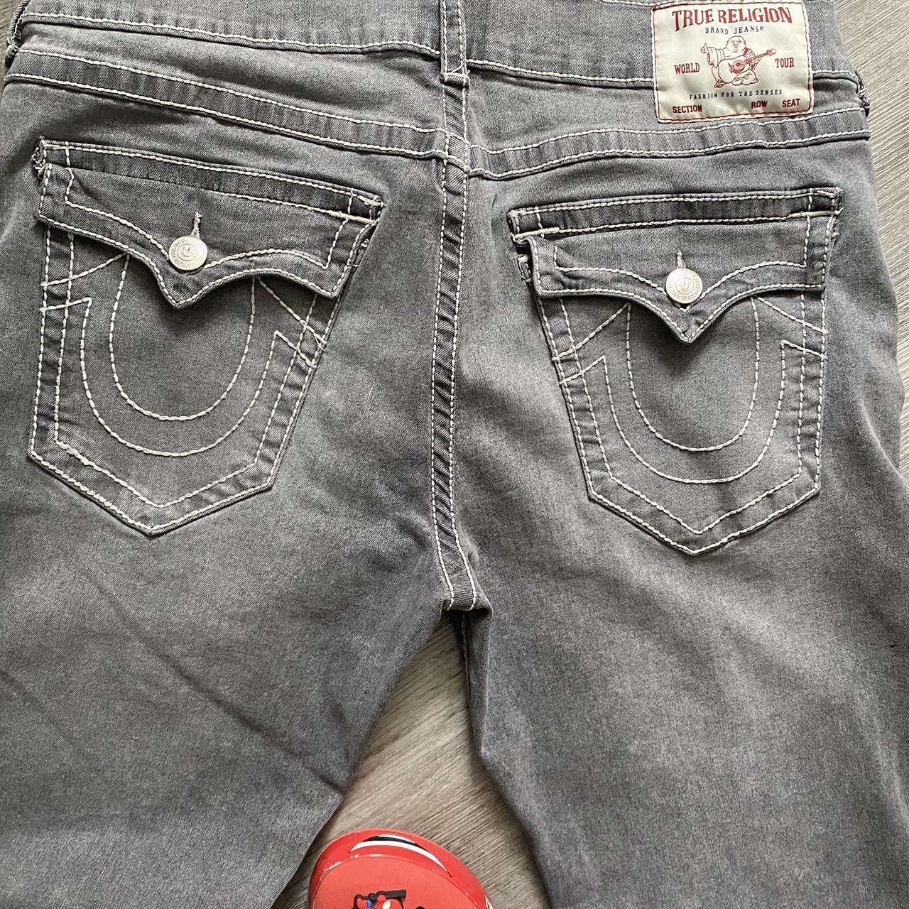 Grey true religion jeans 36x32 Small pin holes on... - Depop