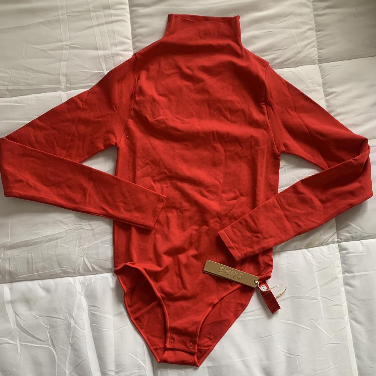 SKIMS Mock Neck Red Bodysuit (s/m) - Depop