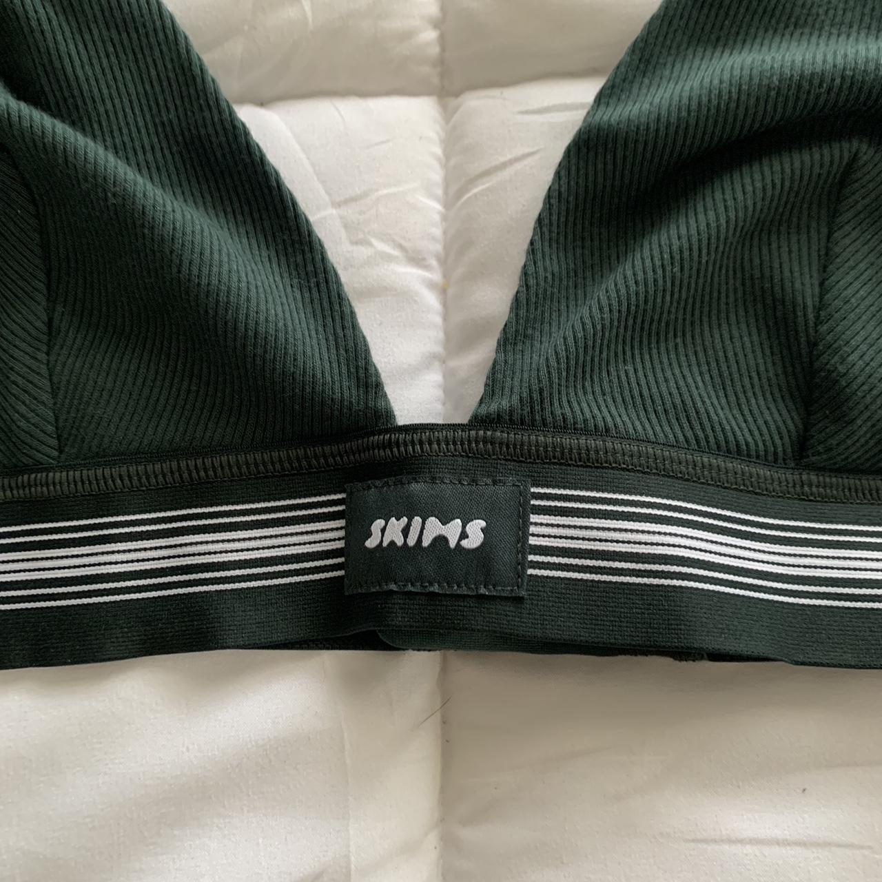 SKIMS Cotton Ribbed Bra in Spruce (Limited Edition... - Depop