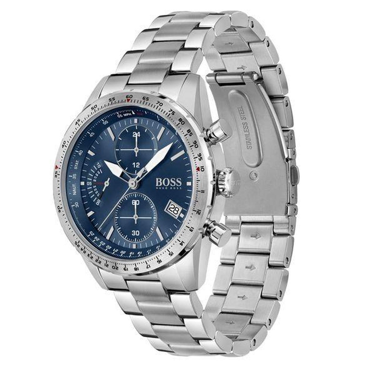 Mens BOSS Pilot Edition Chronograph Silver & Blue... - Depop